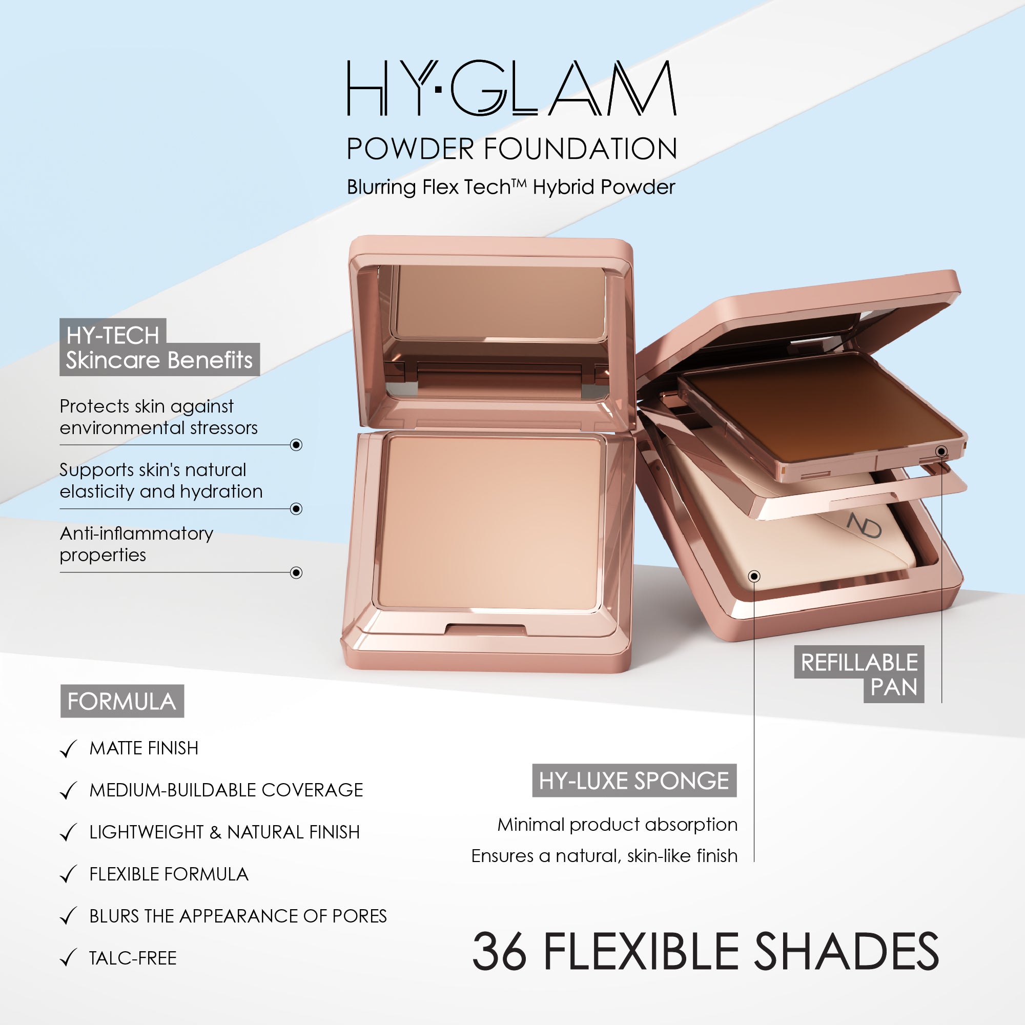 HY‑Glam Powder Foundation – Pore‑Blurring Medium Coverage | Natasha Denona